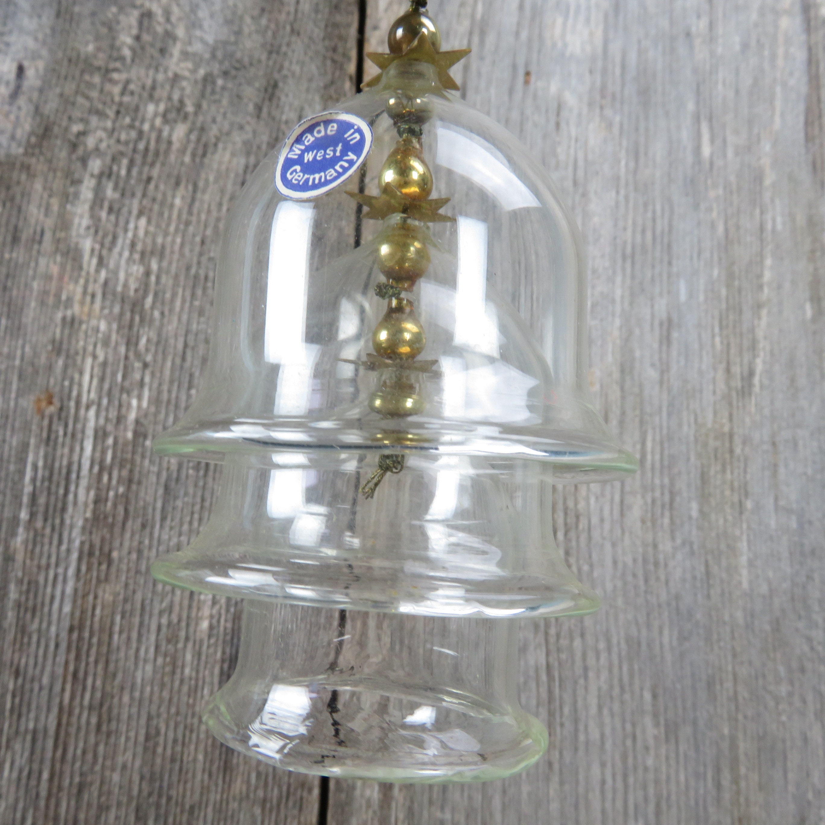 Vintage Glass Bell Ornament Graduated 3 Tier Germany Gold Christmas ...