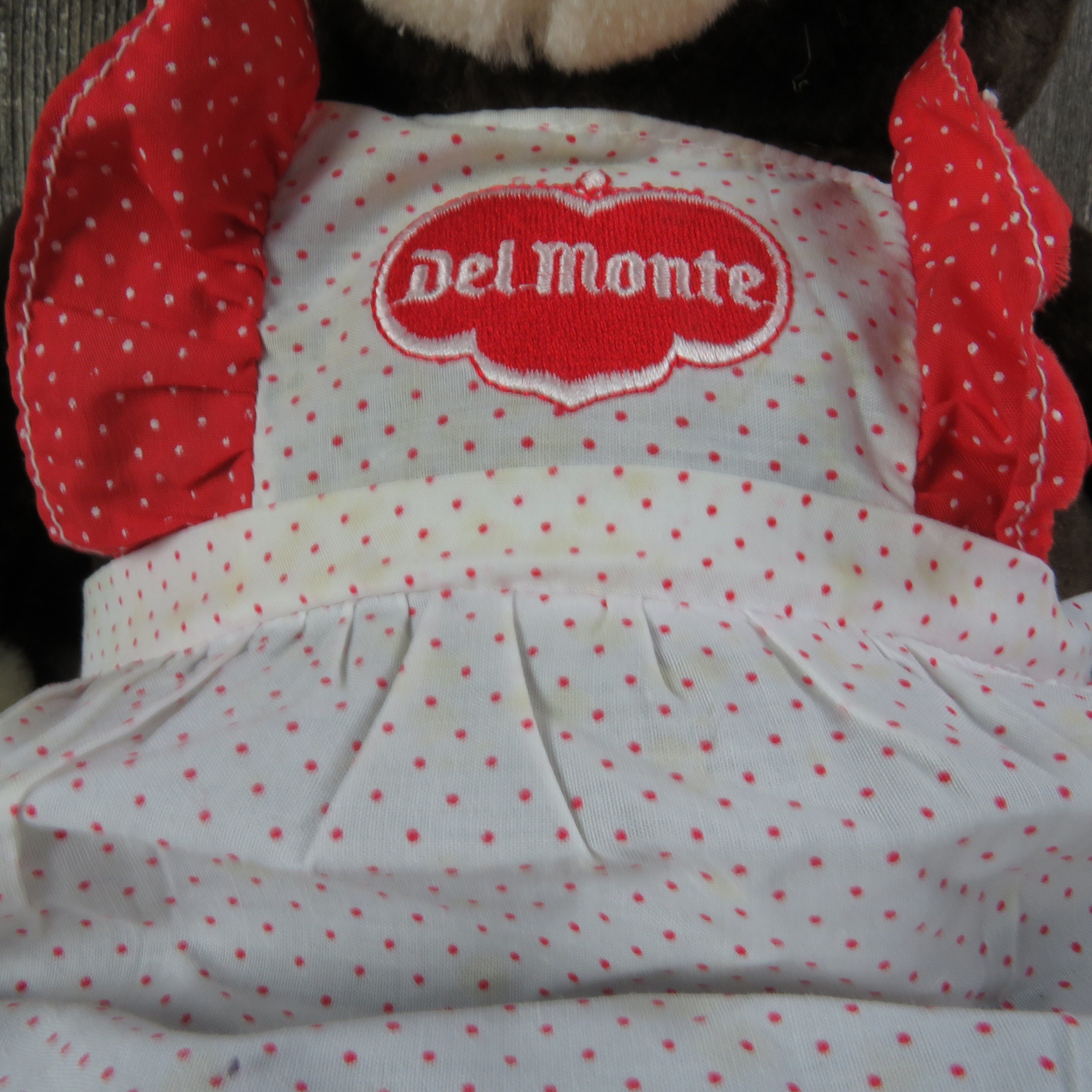 Vintage Del Monte Del Monte Red White Apron Bow Dark Brown Stuffed ...