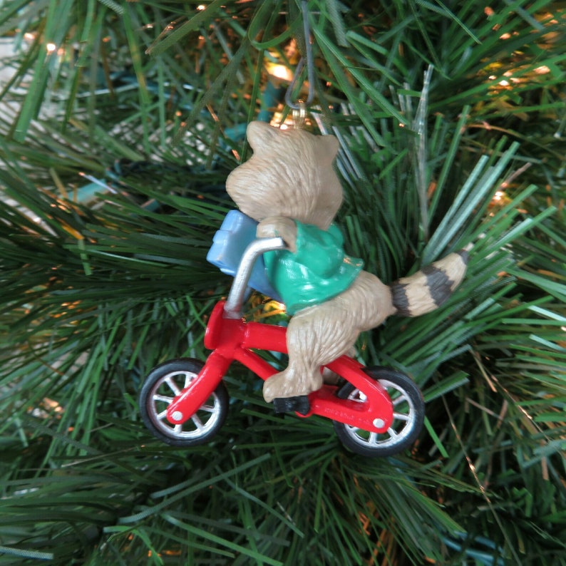 Vintage Raccoon Biker Ornament Hallmark Bicycle Boy Christmas - Etsy
