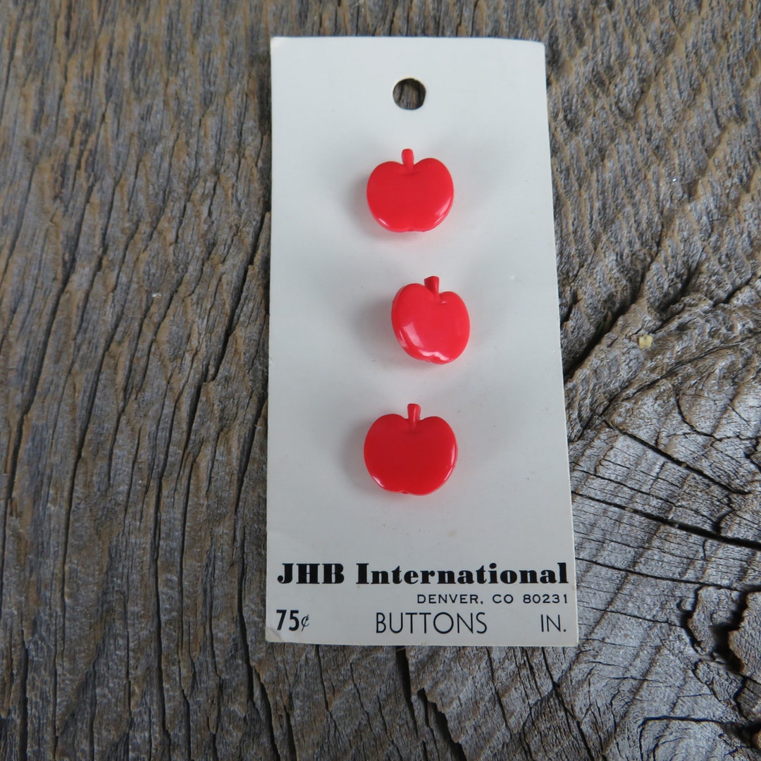 Vintage Red Apple Shaped Buttons JHB International Shank Style Washable ...