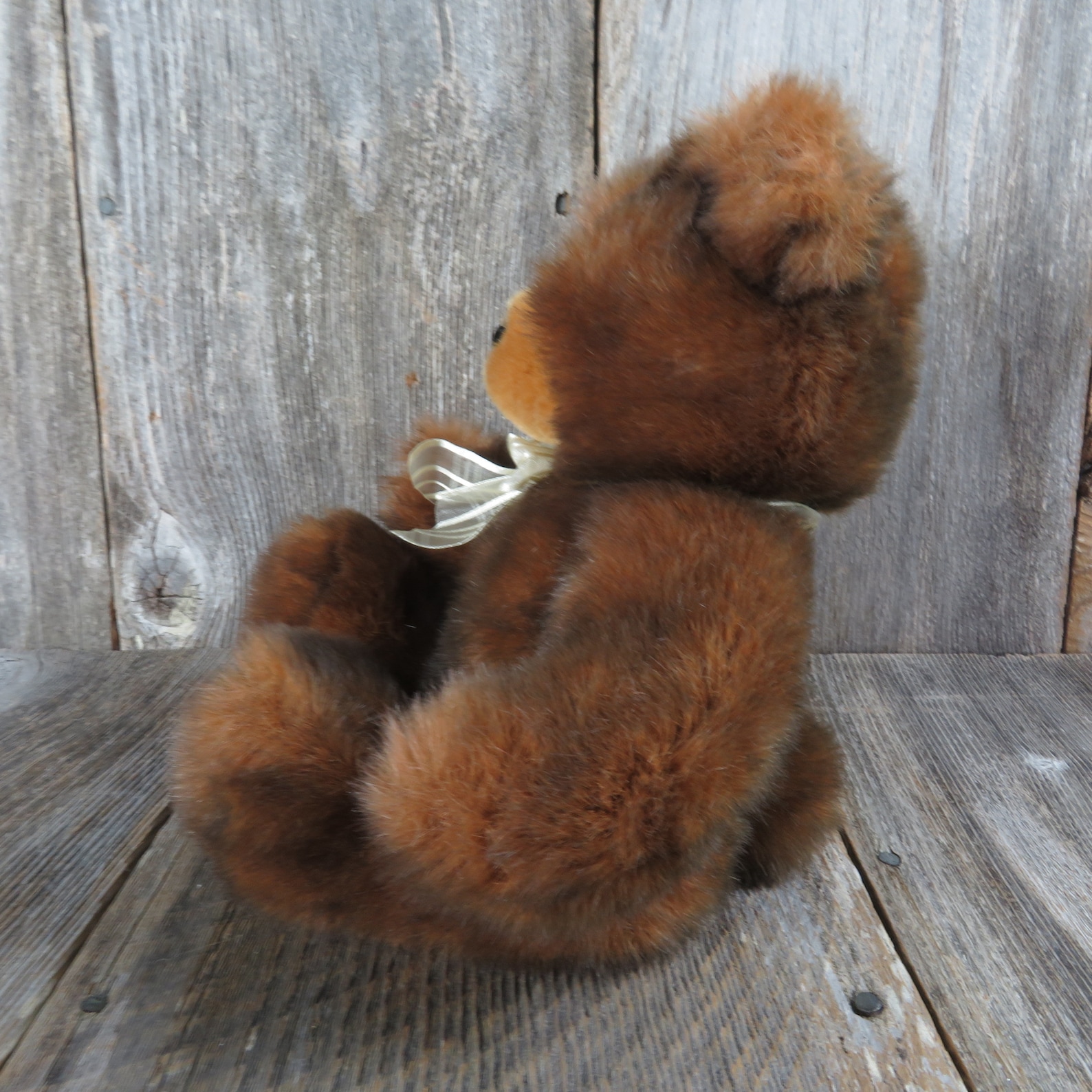 Vintage Teddy Bear Brown Yellow Ribbon Sitting Dan Dee Soft | Etsy