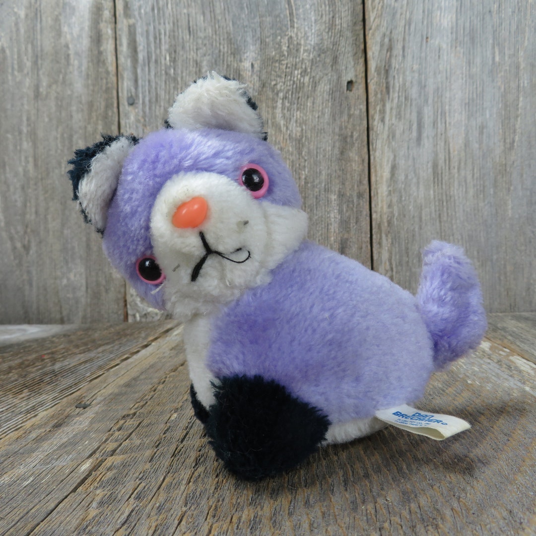 Purple Cat Plush Hard Pink Nose Stuffed Animal Kitten Dan Brechner Pink ...