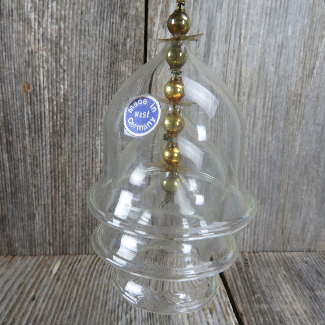Vintage Glass Bell Ornament Graduated 3 Tier Germany Gold Christmas ...