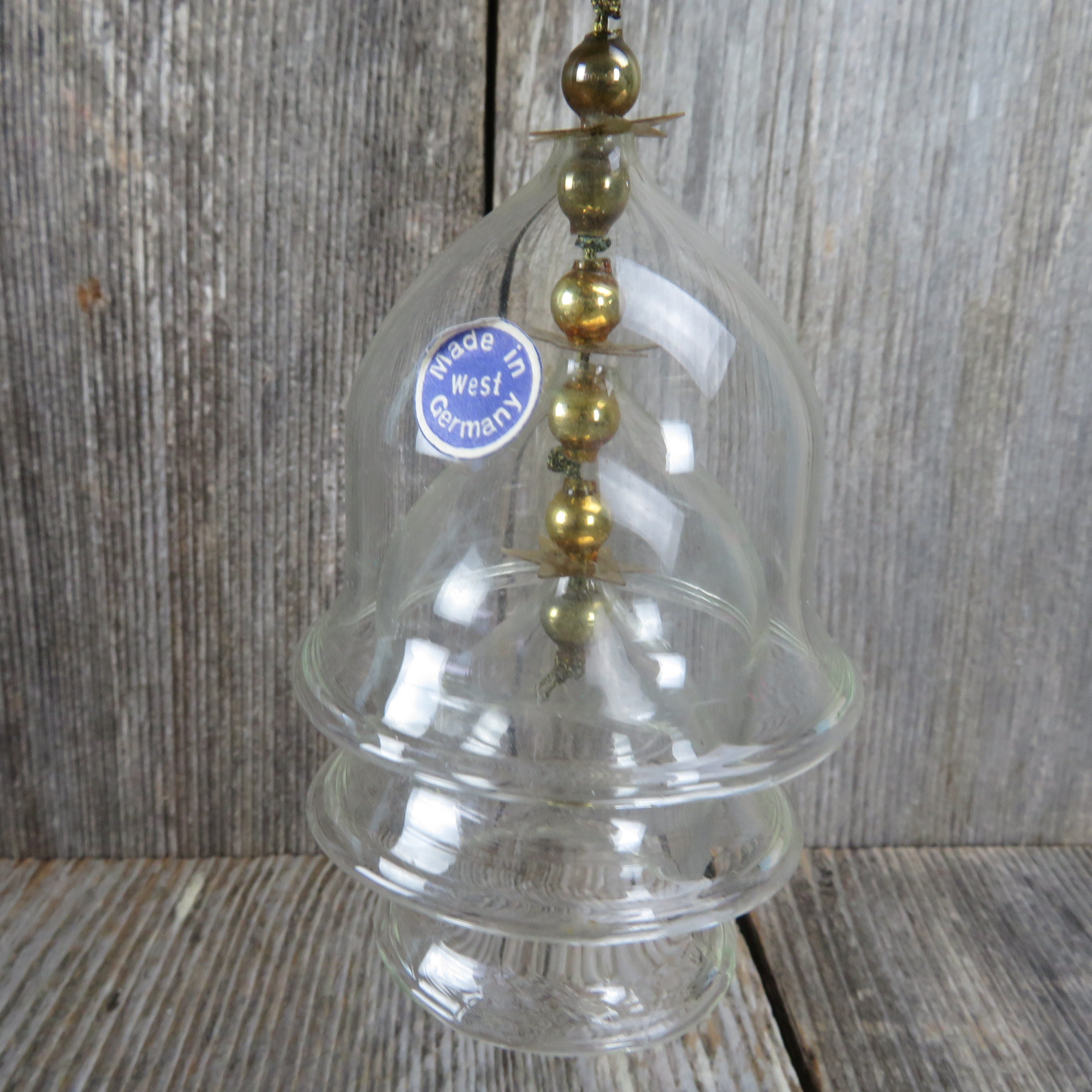 Vintage Glass Bell Ornament Graduated 3 Tier Germany Gold Christmas ...