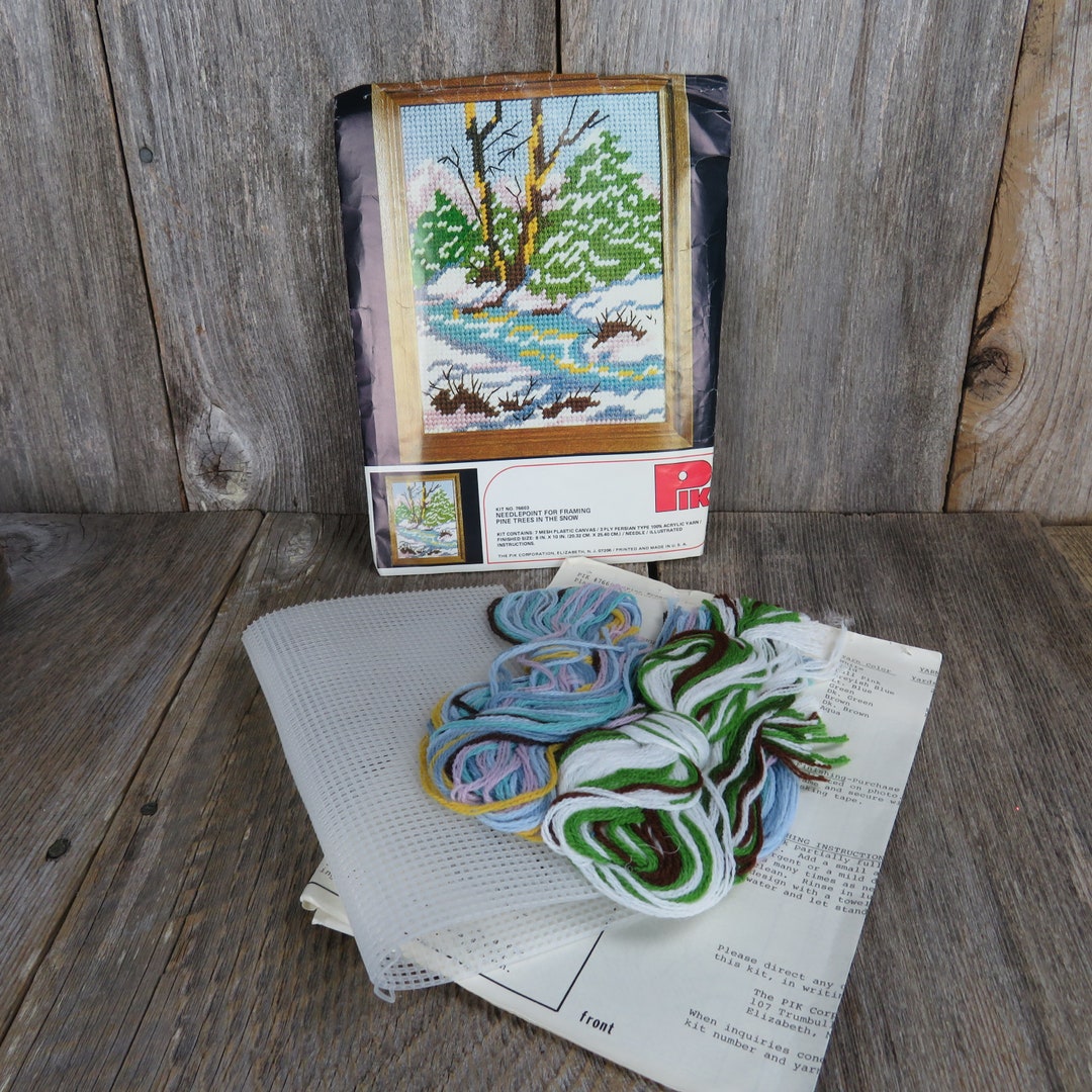 Winter Scene Needlepoint Picture Kit DMC Pik Corporation Plastic Canvas ...
