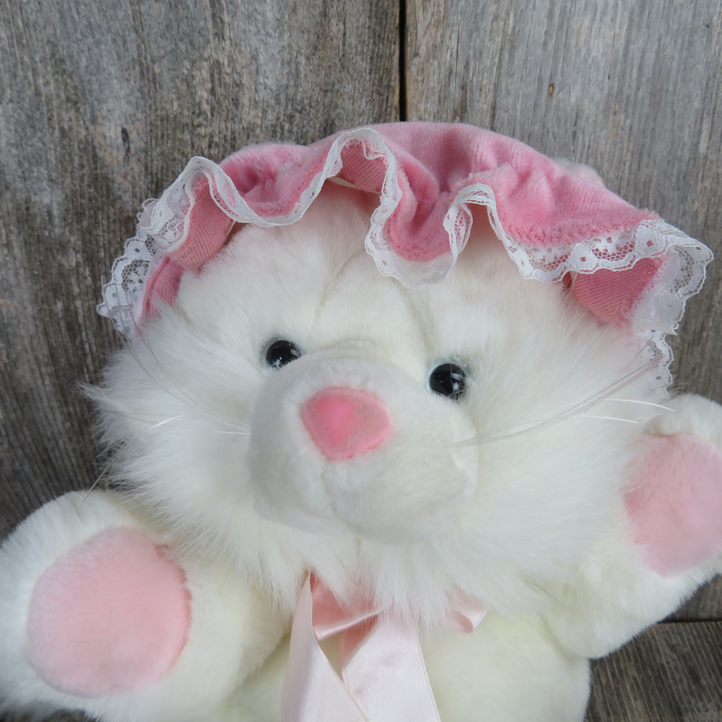 Vintage Cat Kitty Puppet Plush Kitten Nightcap Velour Pink Bow | Etsy