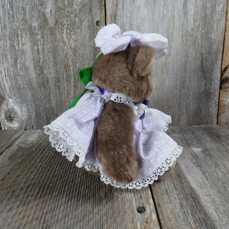 Vintage Teddy Bear Plush Purple Polk a Dot Dress Flower Hat - Etsy