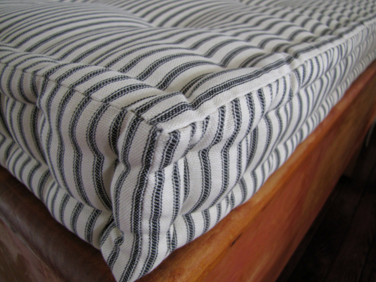 Grateful Home — Custom Bench or Window Seat Cushion, in Black Ticking ...