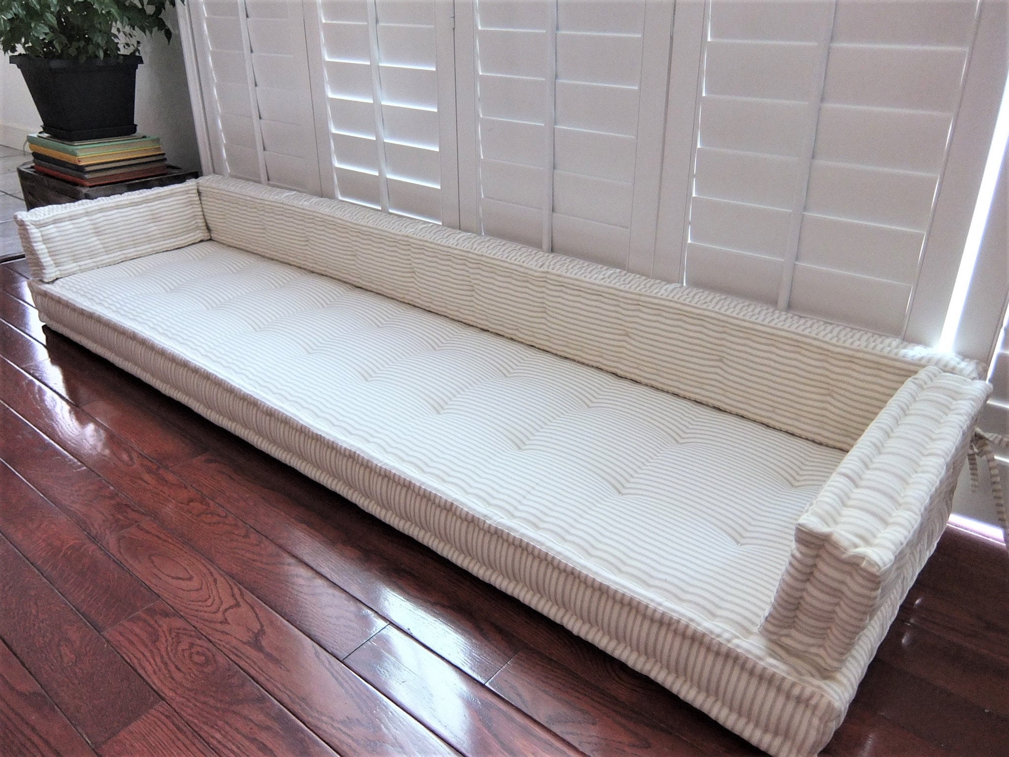 Grateful Home — Custom French Mattress Bench Cushion, Tufted in Gray ...