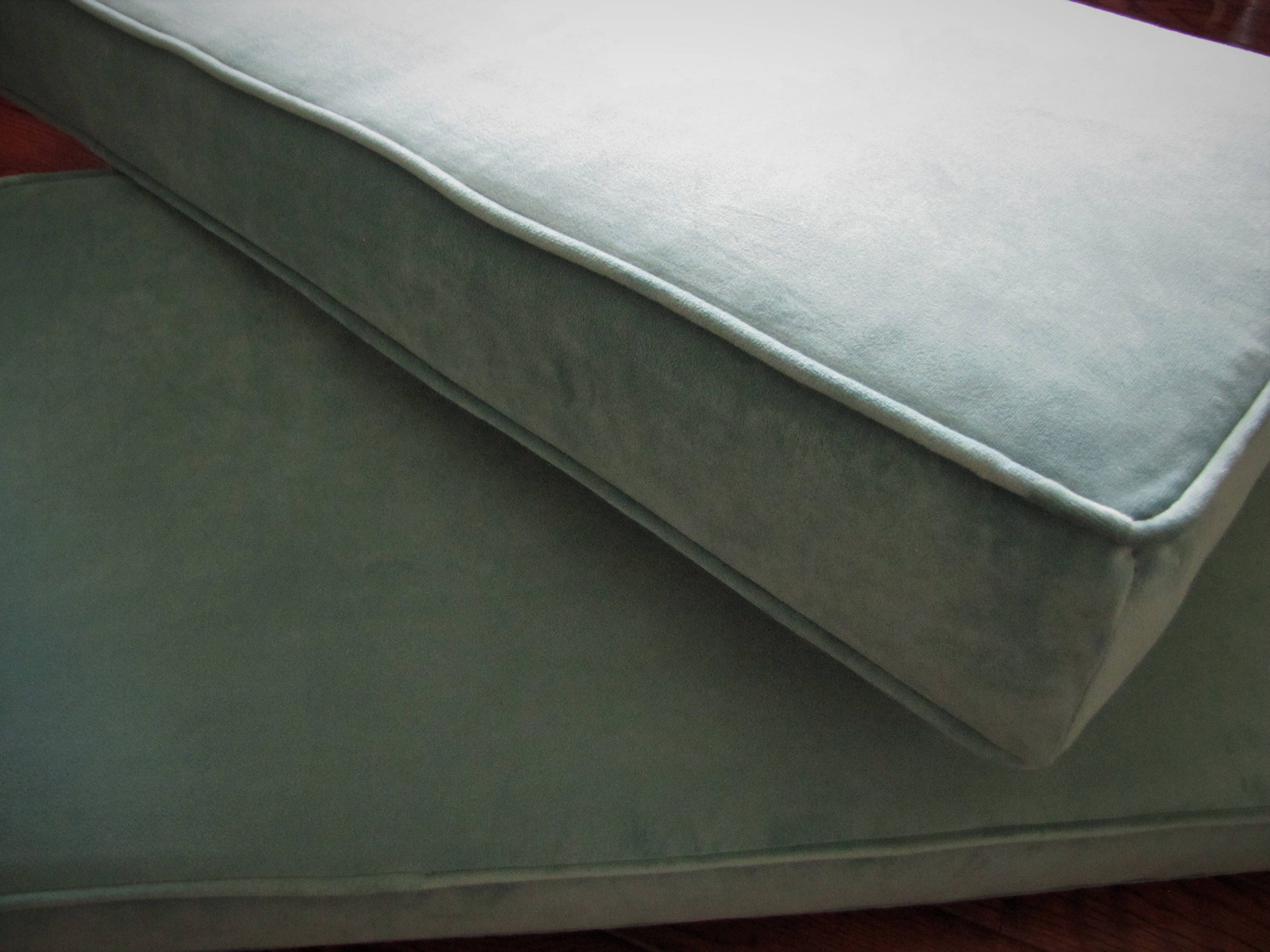 Grateful Home — Custom Cushions in Blue Velvet with Cord Piped Welted ...