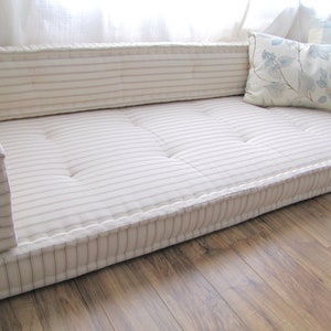 Custom Bench Cushion, Tufted Box Cushions and Back Pillows, Floor ...