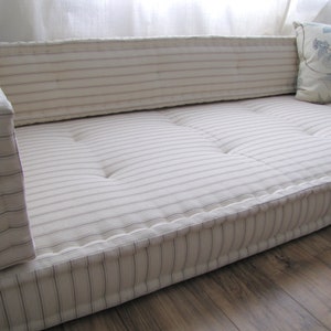 Custom Bench Cushion, Tufted Box Cushions and Back Pillows, Floor ...