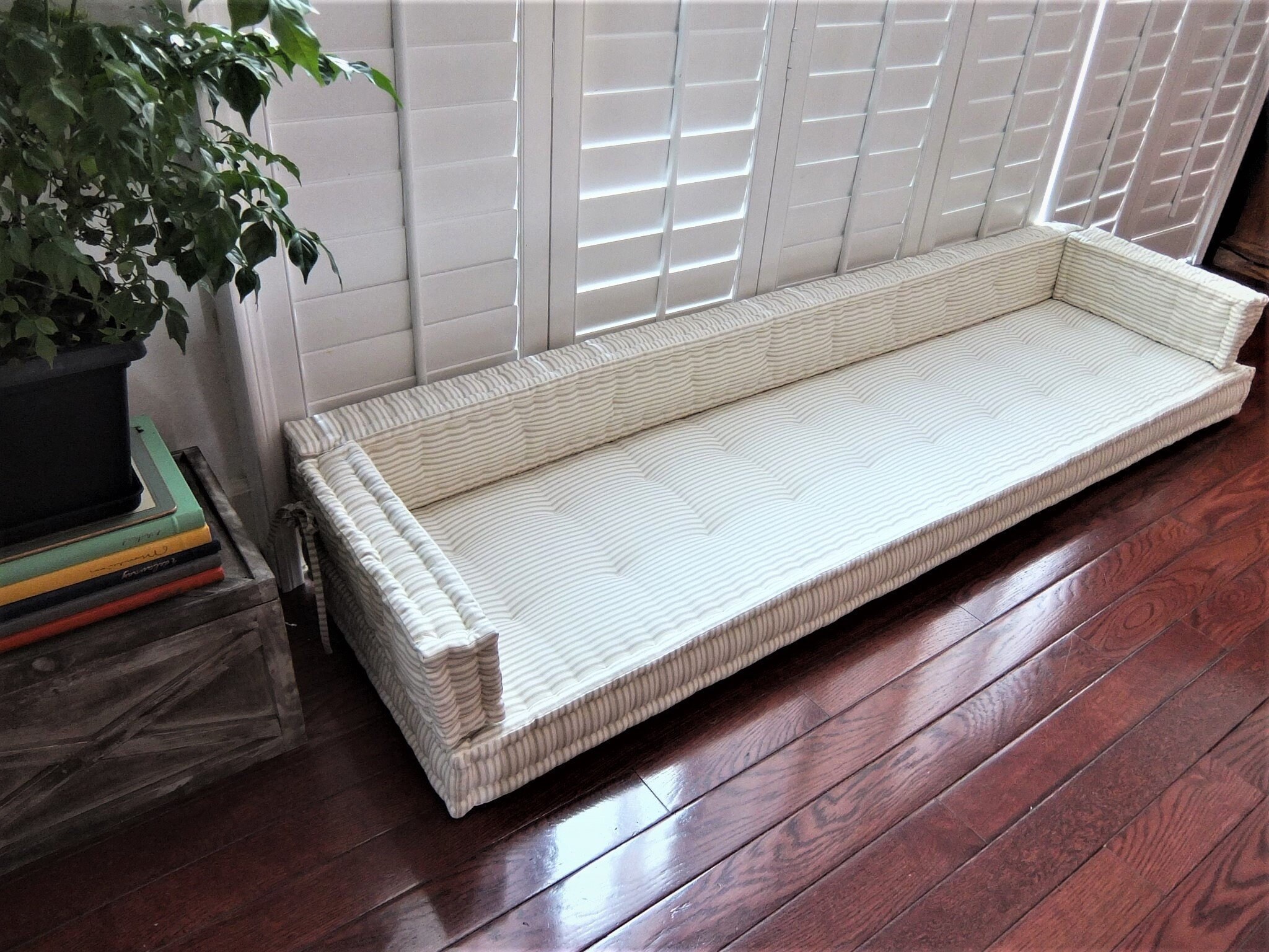 Grateful Home — Custom French Mattress Bench Cushion, Tufted in Gray ...