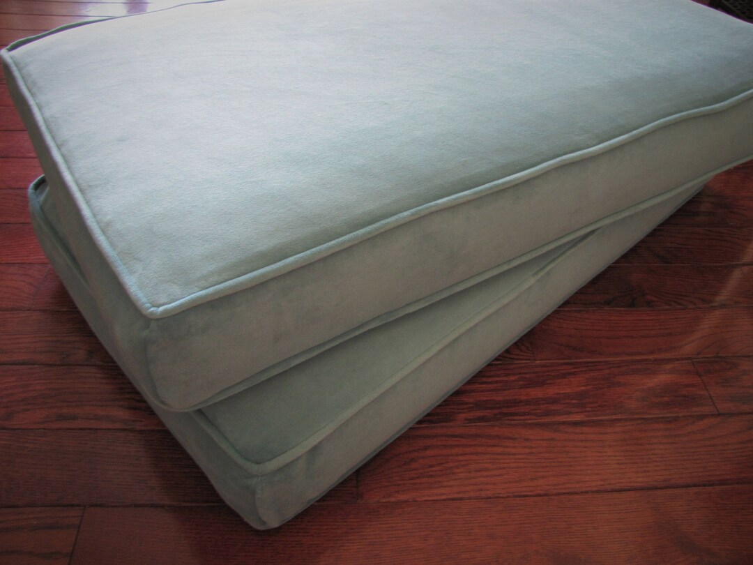 Cord Piped Velvet Box Cushion, Piped Cushion Covers, Blue Velvet ...