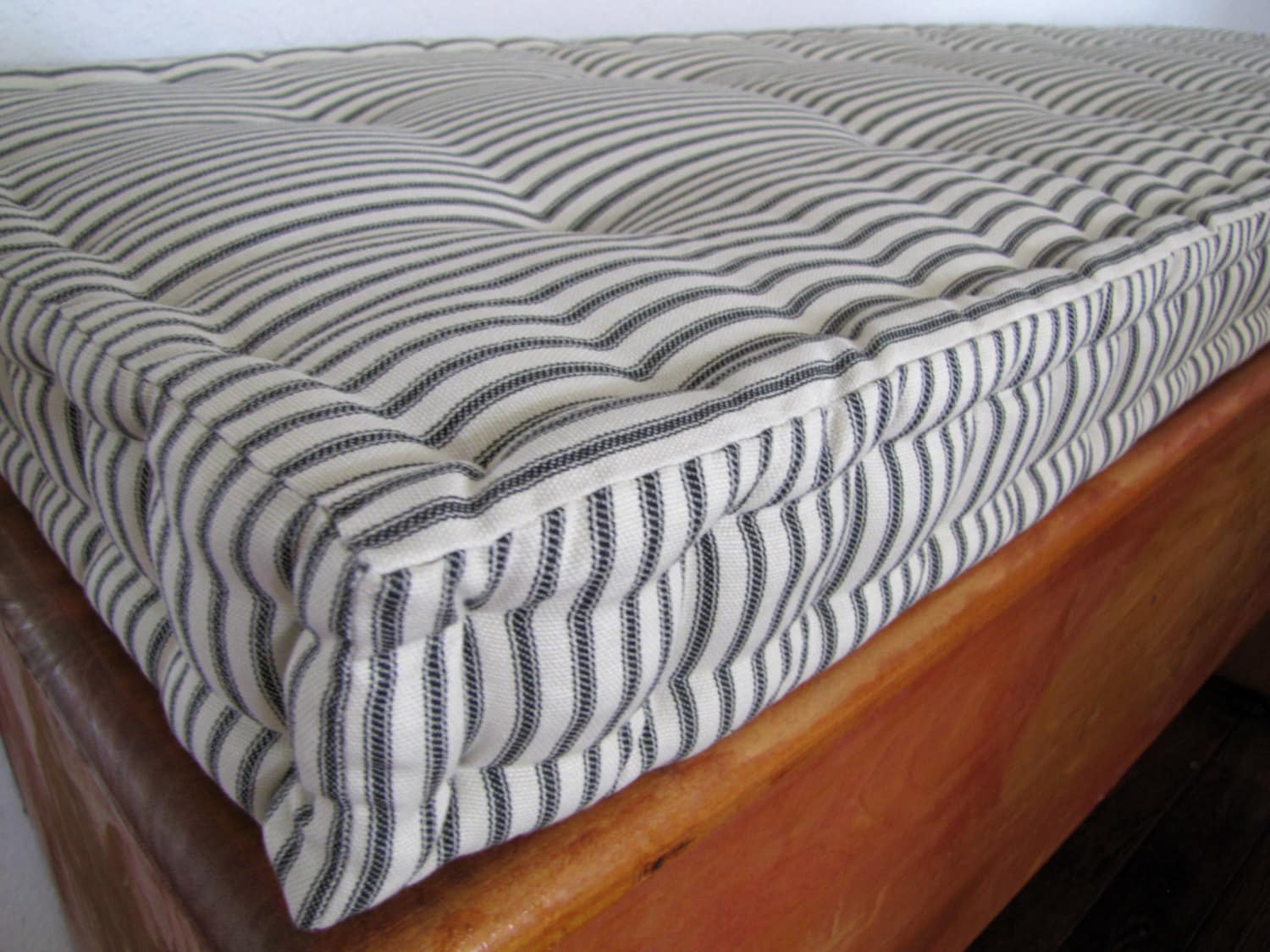 Grateful Home — Custom Bench or Window Seat Cushion, in Black Ticking ...