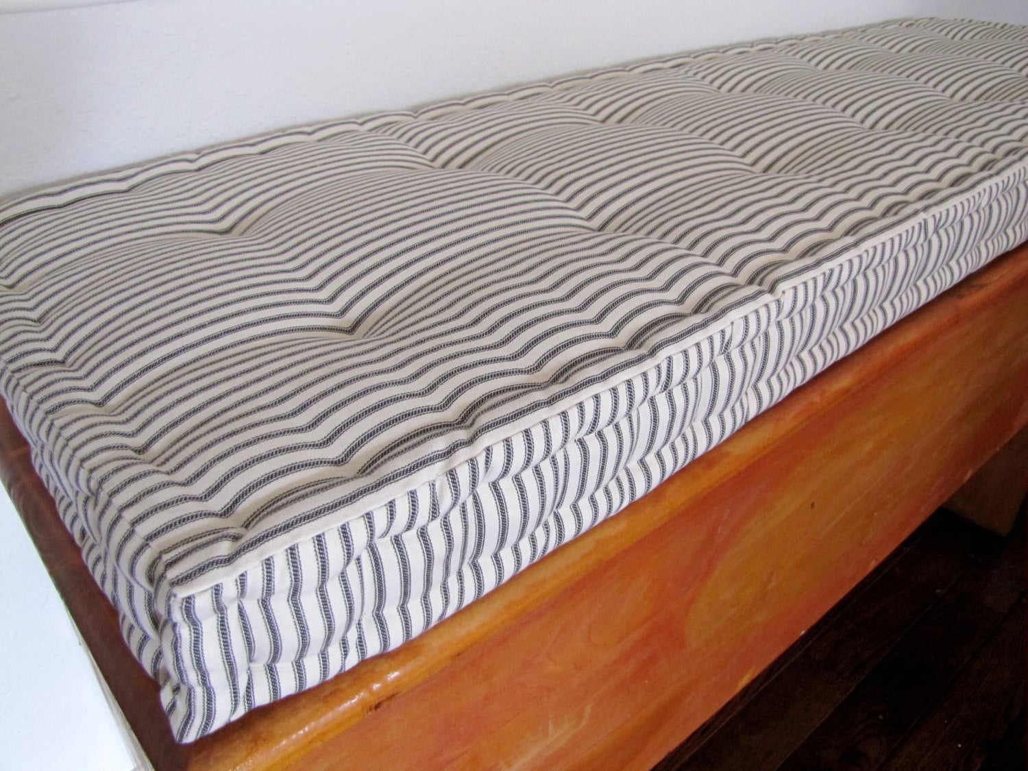Grateful Home — Custom Bench or Window Seat Cushion, in Black Ticking ...