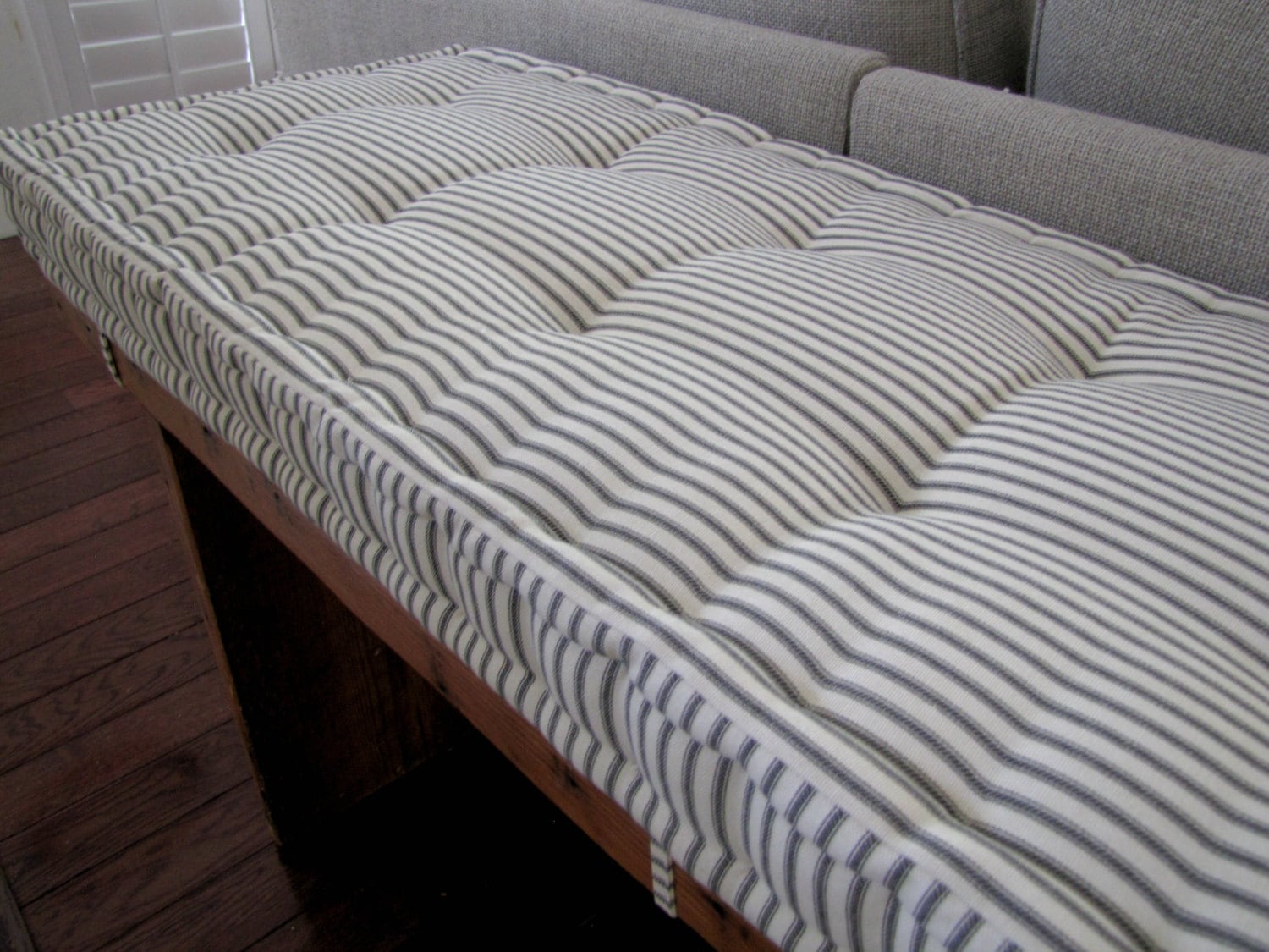 Grateful Home — Custom Bench or Window Seat Cushion, in Black Ticking ...