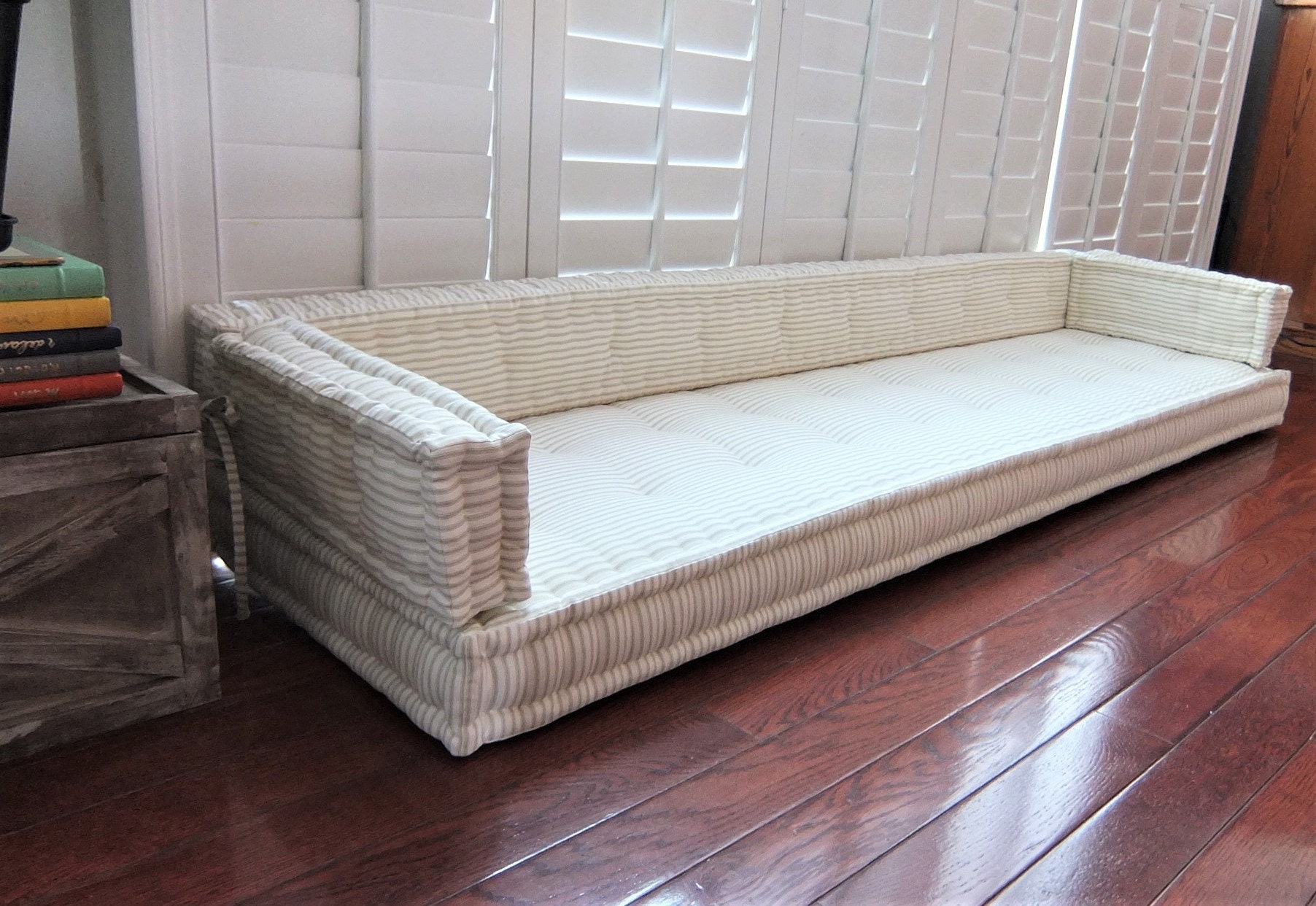 Grateful Home — Custom French Mattress Bench Cushion, Tufted in Gray ...