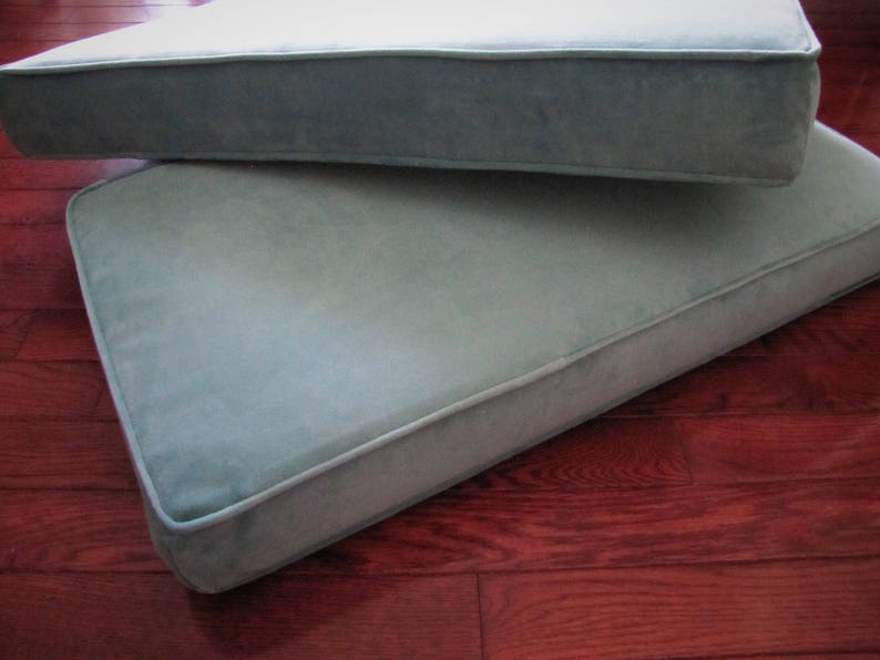 Cord Piped Velvet Box Cushion Piped Cushion Covers Blue - Etsy