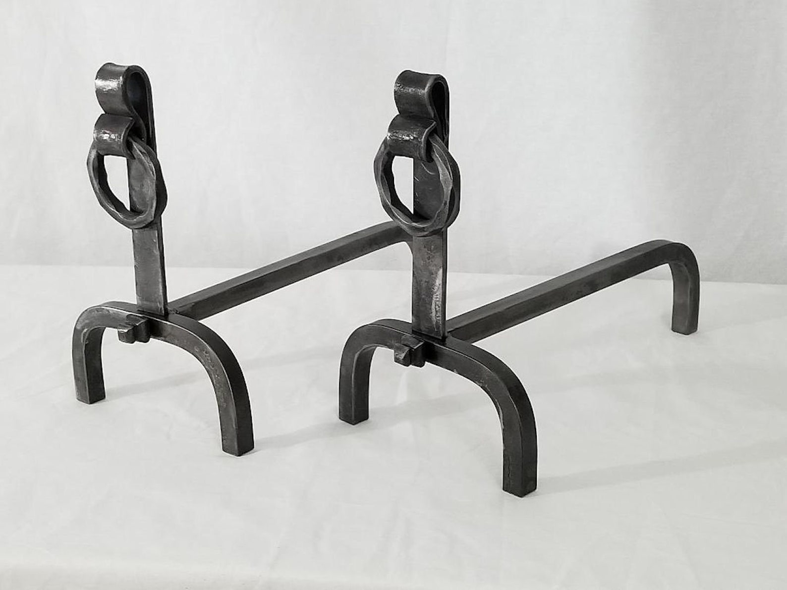 Handmade Fireplace Andirons With Iron Rings: Forged Iron Screen - Etsy