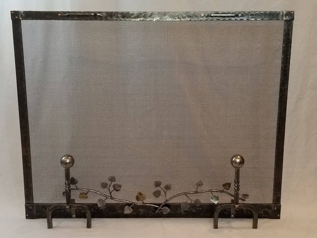 Fireplace Screen Forged Iron Screen With Aspen Branch Detail Mens Gift ...