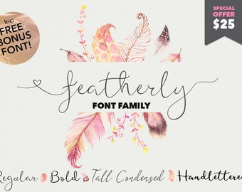 Featherly Font - Etsy