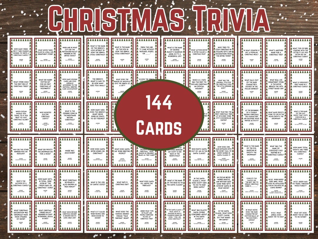 Printable Christmas Game Christmas Trivia Cards Instant - Etsy Australia