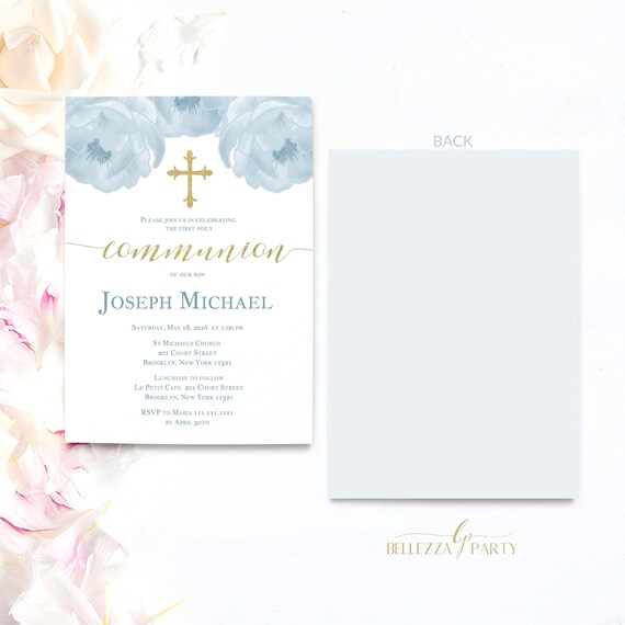 Communion Invitations Boy | Elegant First Communion Invitations Boy ...