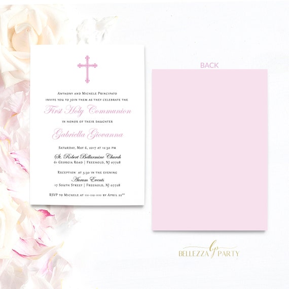 Simple Girl First Holy Communion Invitations | Elegant Simple Communion ...