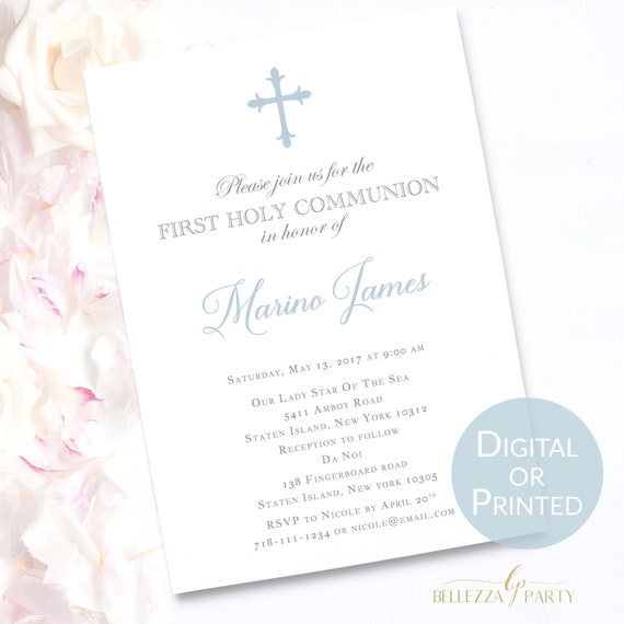 First Holy Communion Invitations for Boys | Simple Communion Invites ...