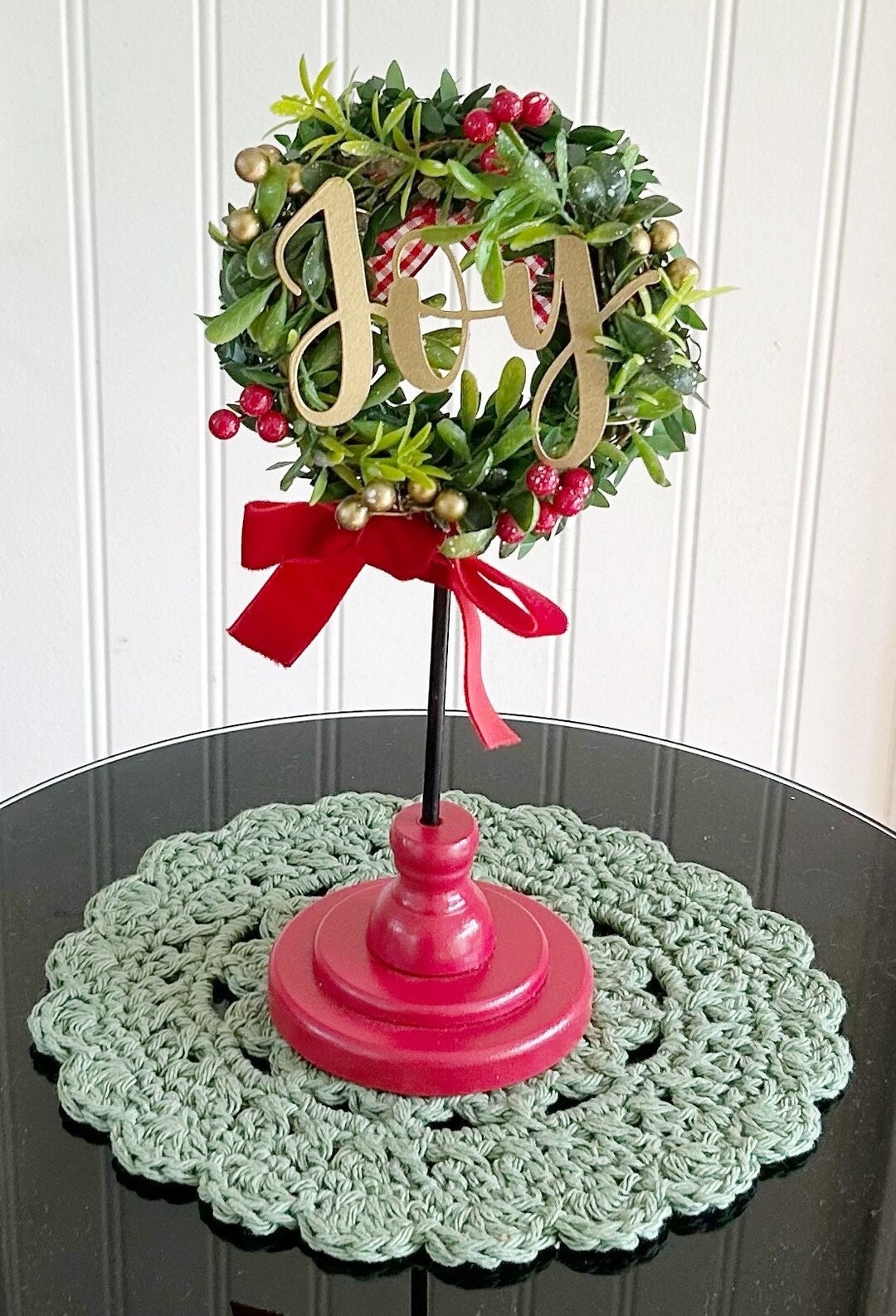 Joy Tabletop Christmas Decor Holiday Topiary Decor - Etsy