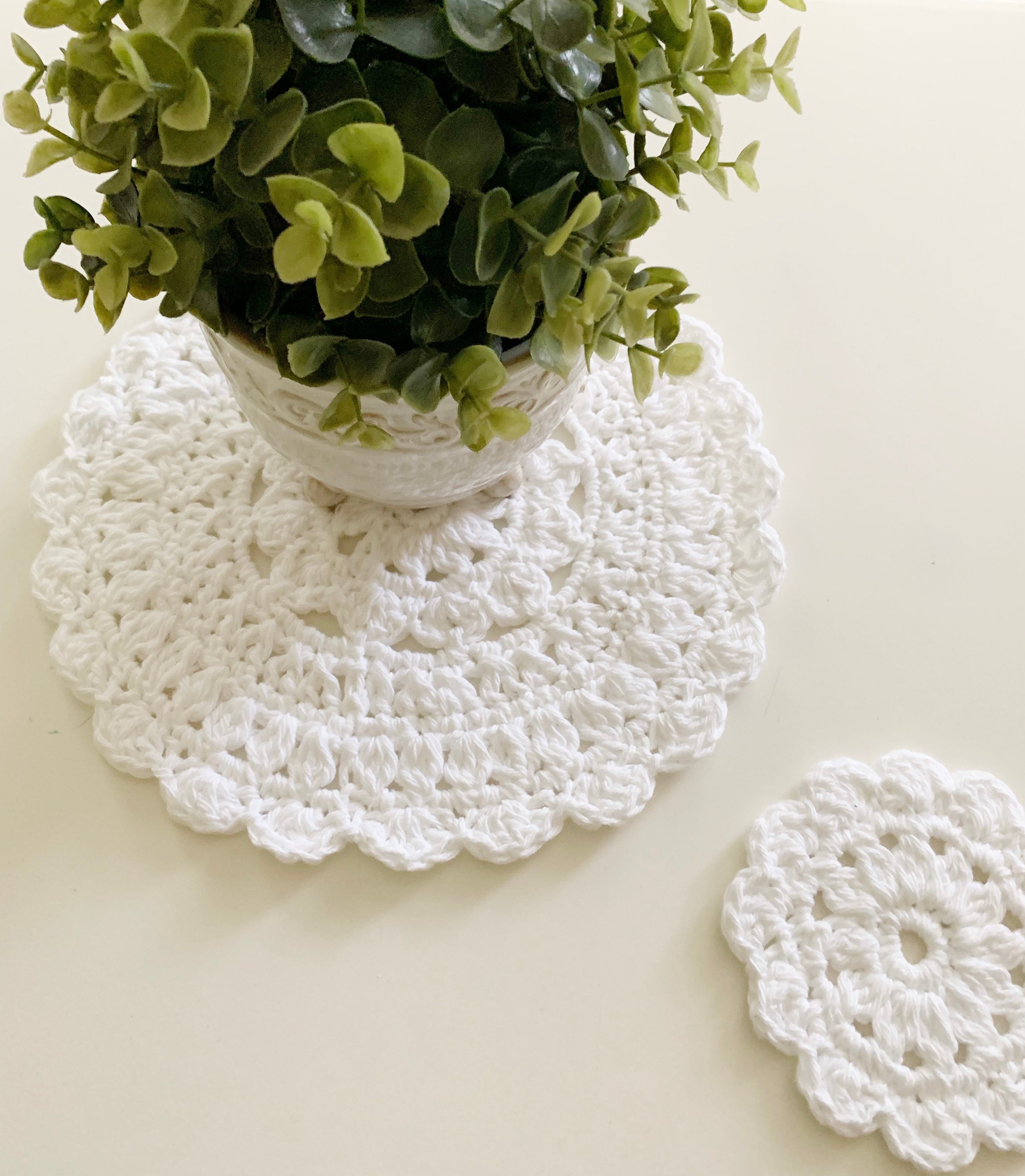 Farmhouse table decor crochet coaster kitchen placemat | Etsy