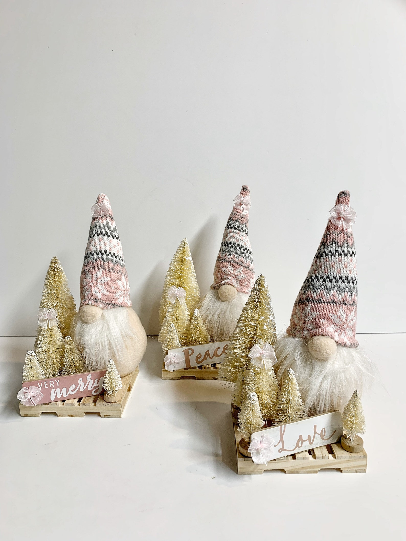 Pink Gnome Christmas Table Decor Tiered Tray Holiday Decor | Etsy