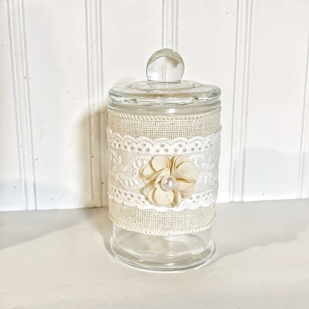 Decorative Glass Container With Lid - 4oz Shabby Style Mason Jar Decor ...
