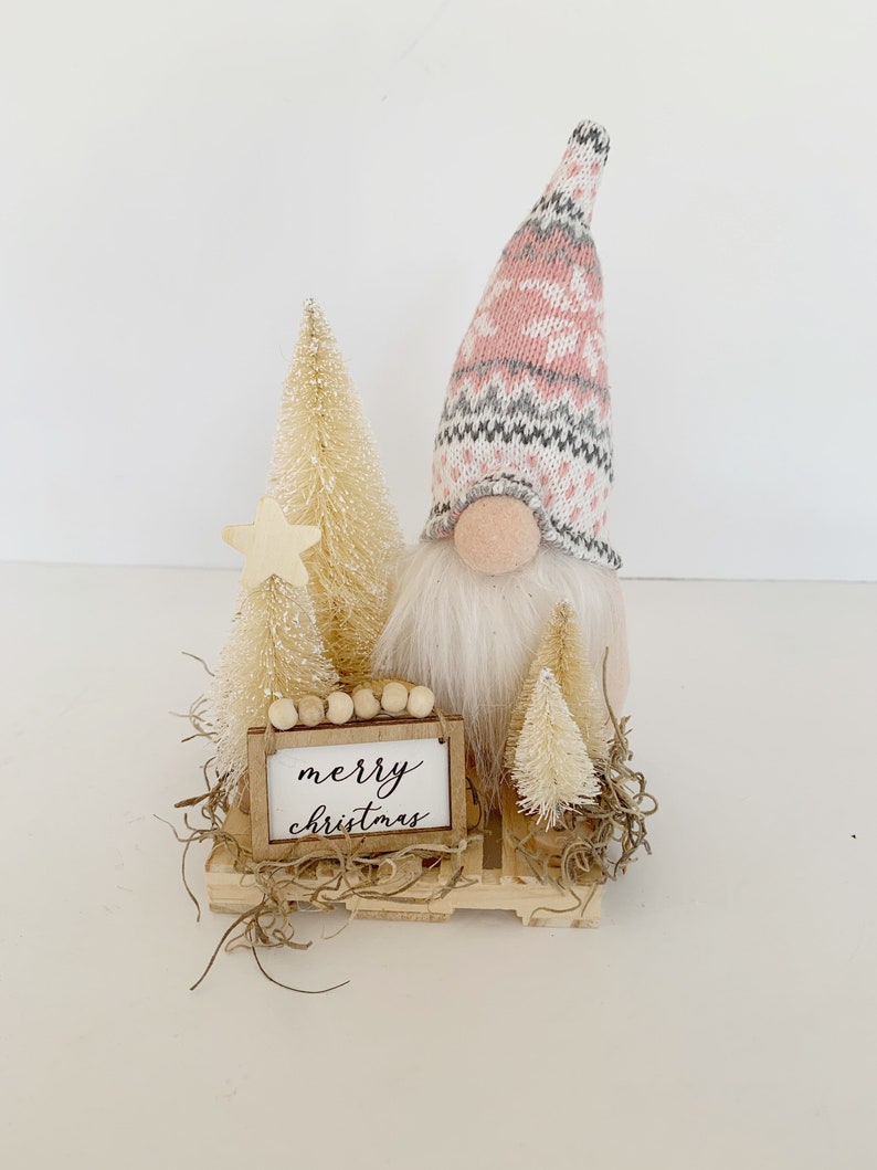 Pink Gnome Christmas Table Decor Tiered Tray Holiday Decor - Etsy