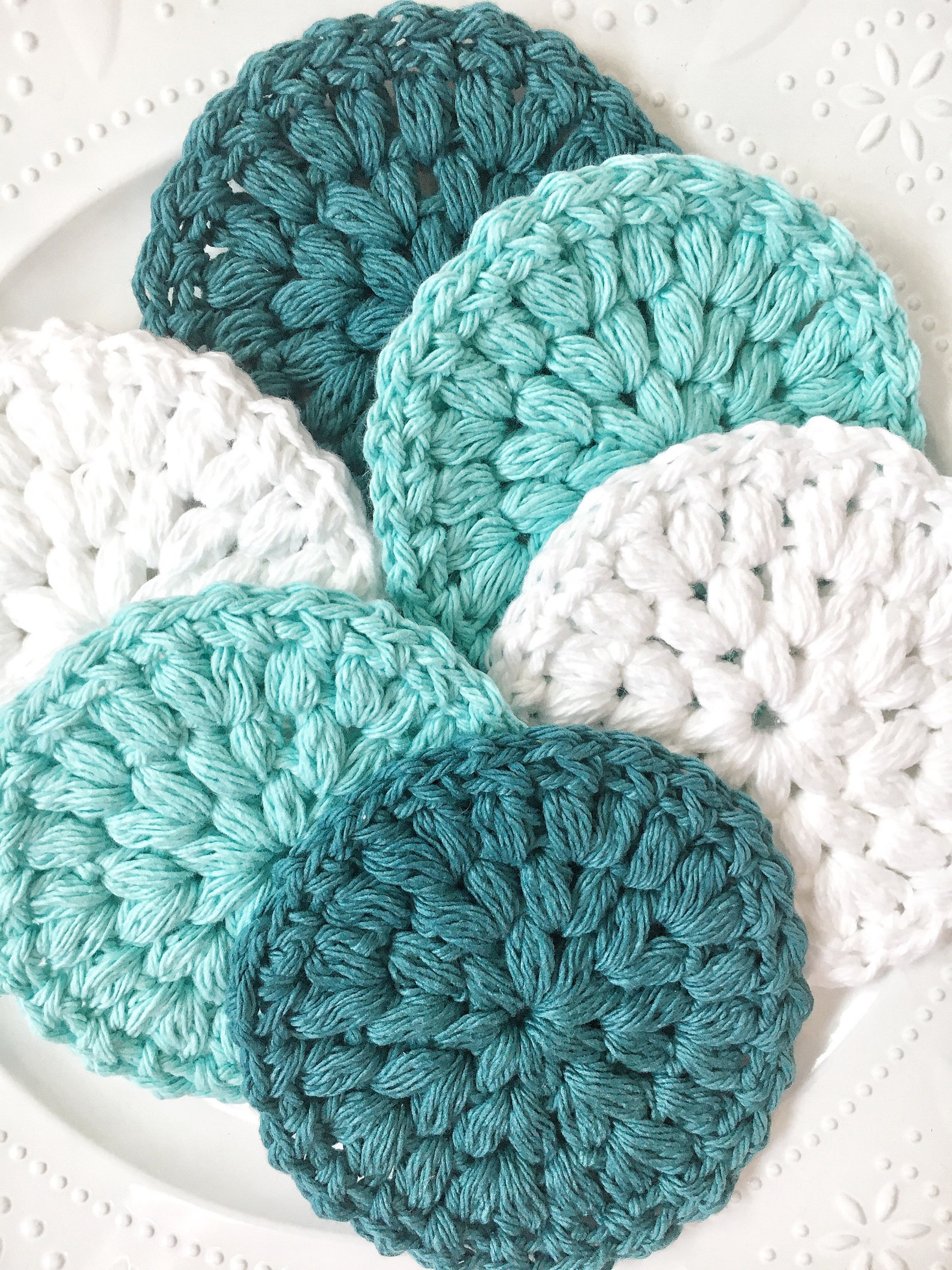 6 Crochet Drink Coasters Coffee Bar Coasters Teal Aqua - Etsy