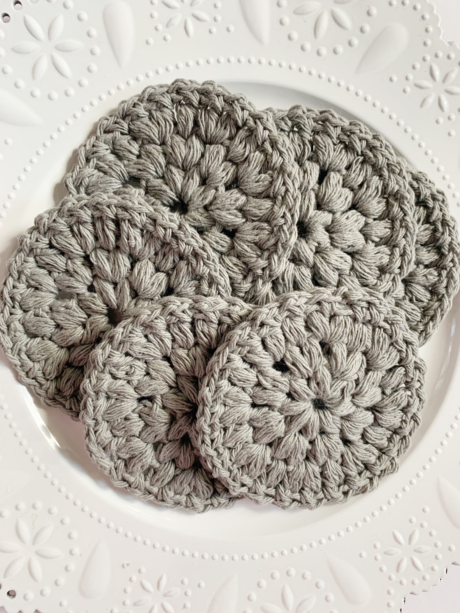 6 Gray Crochet Drink Coasters Coffee Bar Decor Coffee - Etsy