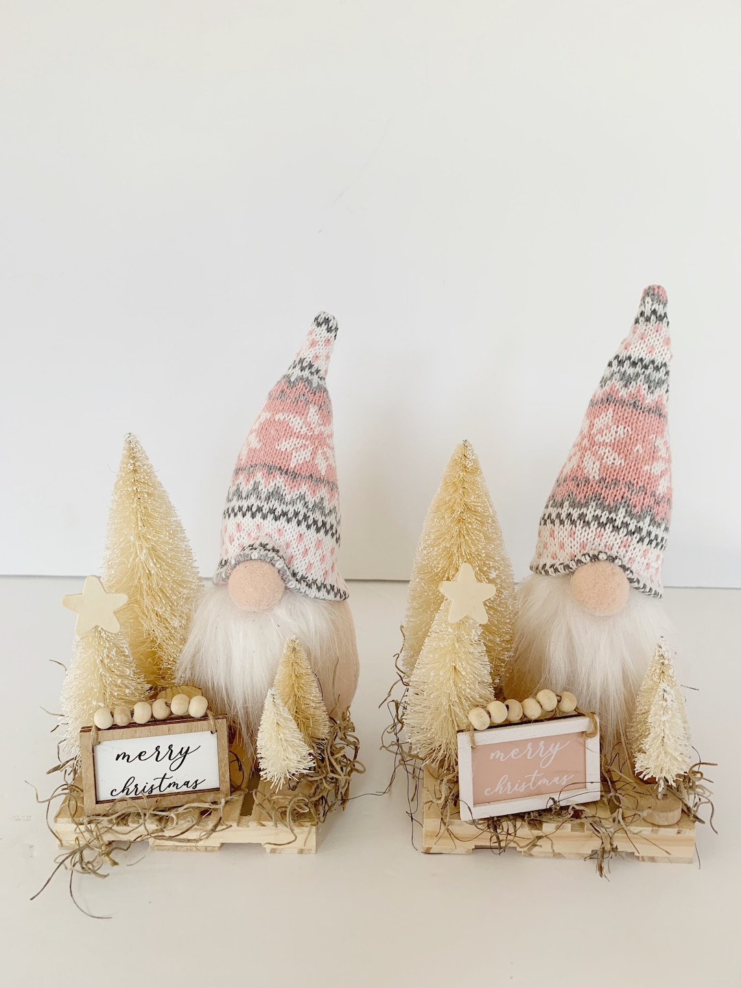 Pink Gnome Christmas Table Decor Tiered Tray Holiday Decor - Etsy