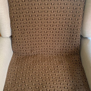 Textured Brown Crochet Throw Blanket Housewarming Gift Handmade - Etsy