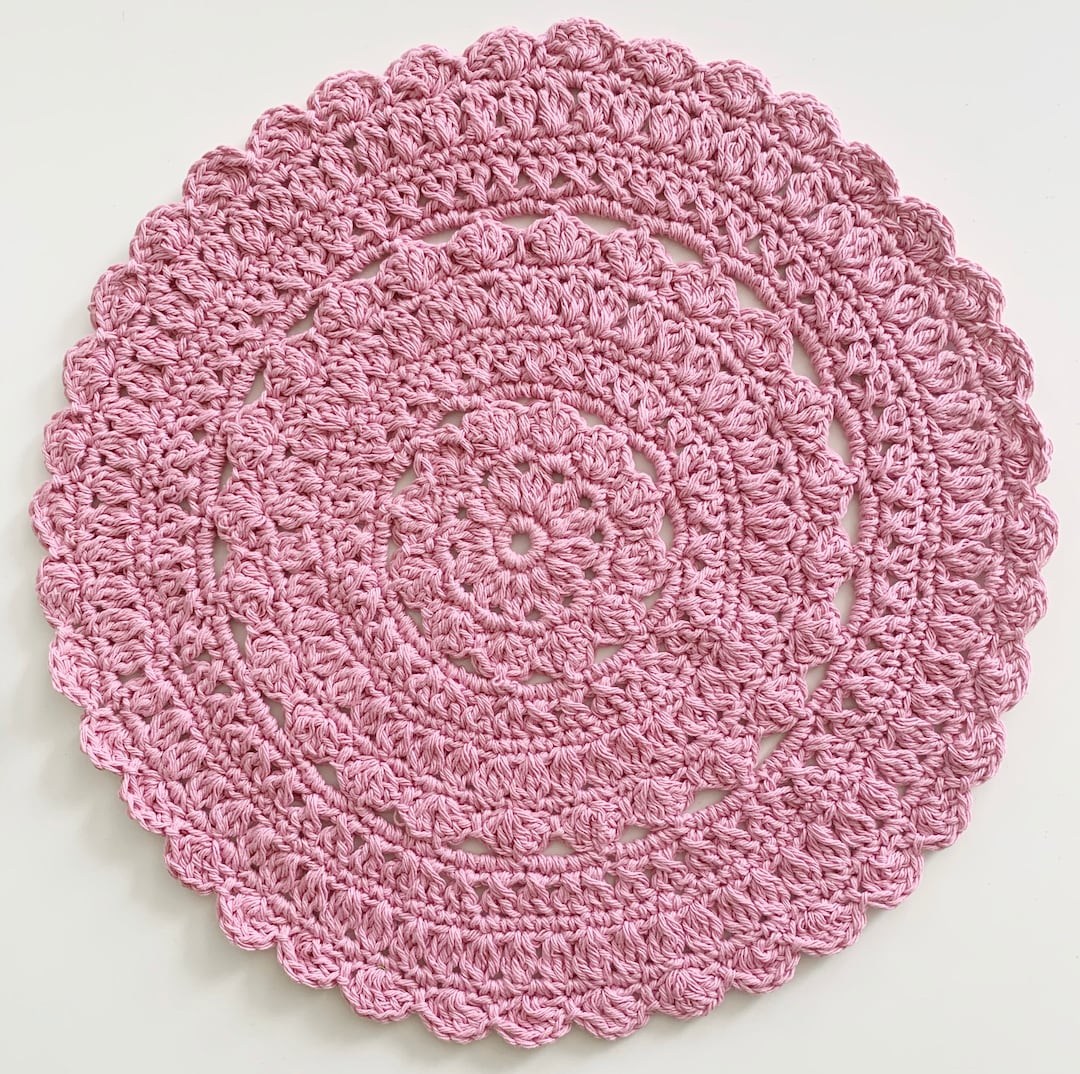 Pink Cotton Placemat - Farmhouse Table Decor - Crochet Doily Home Decor ...