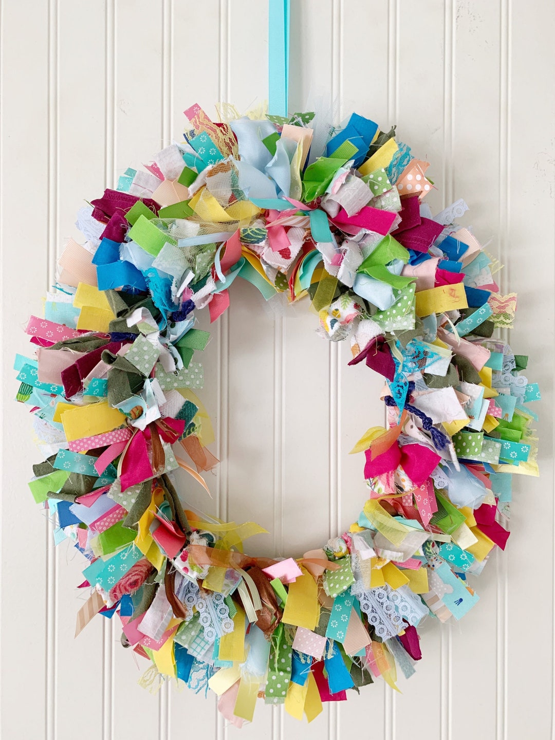 Easter Egg Rag Wreath Spring Wall Decor Housewarming Gift Easter - Etsy