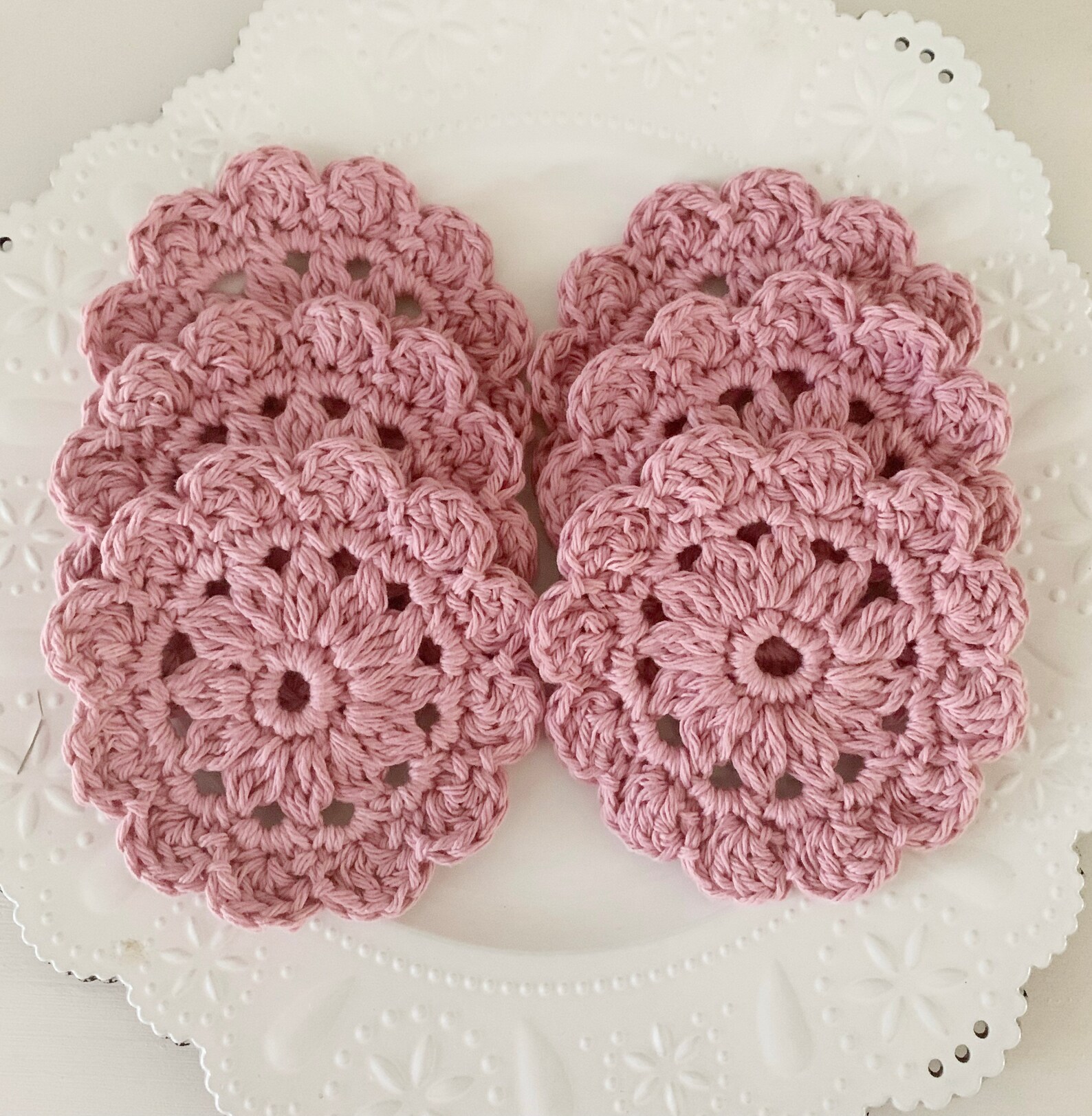 Set of 6 Cotton Crochet Drink Coasters Coffee Bar Decor - Etsy