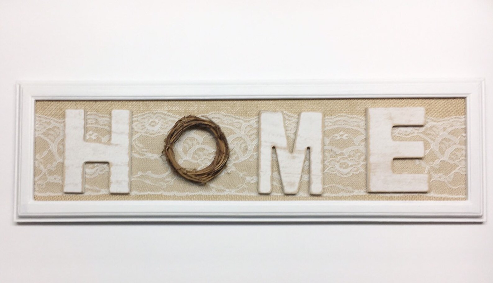 Home Sign With Wreath White Farmhouse Wall Hanging Rustic | Etsy