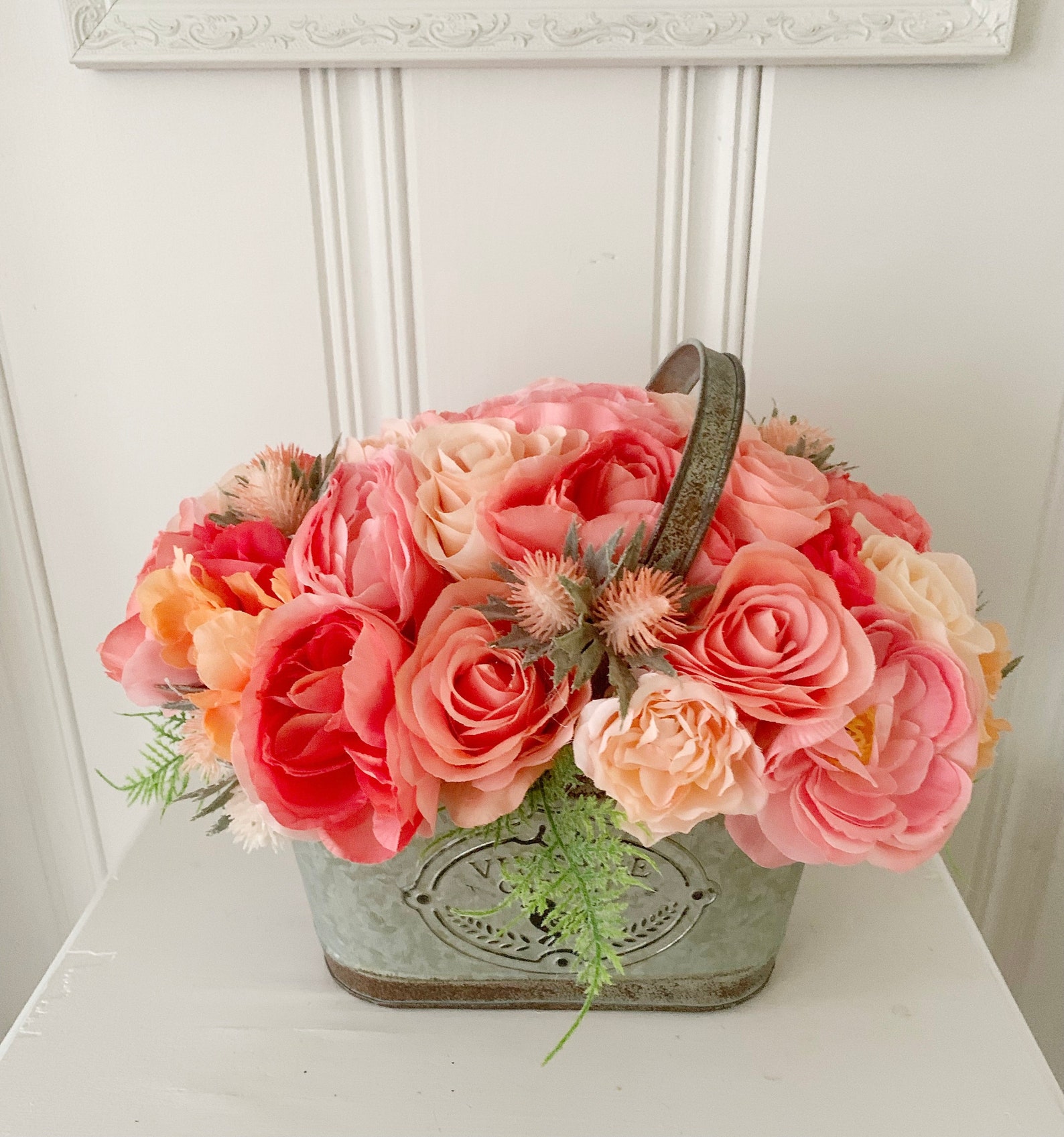 Rustic French country flower arrangement Farmhouse decor | Etsy