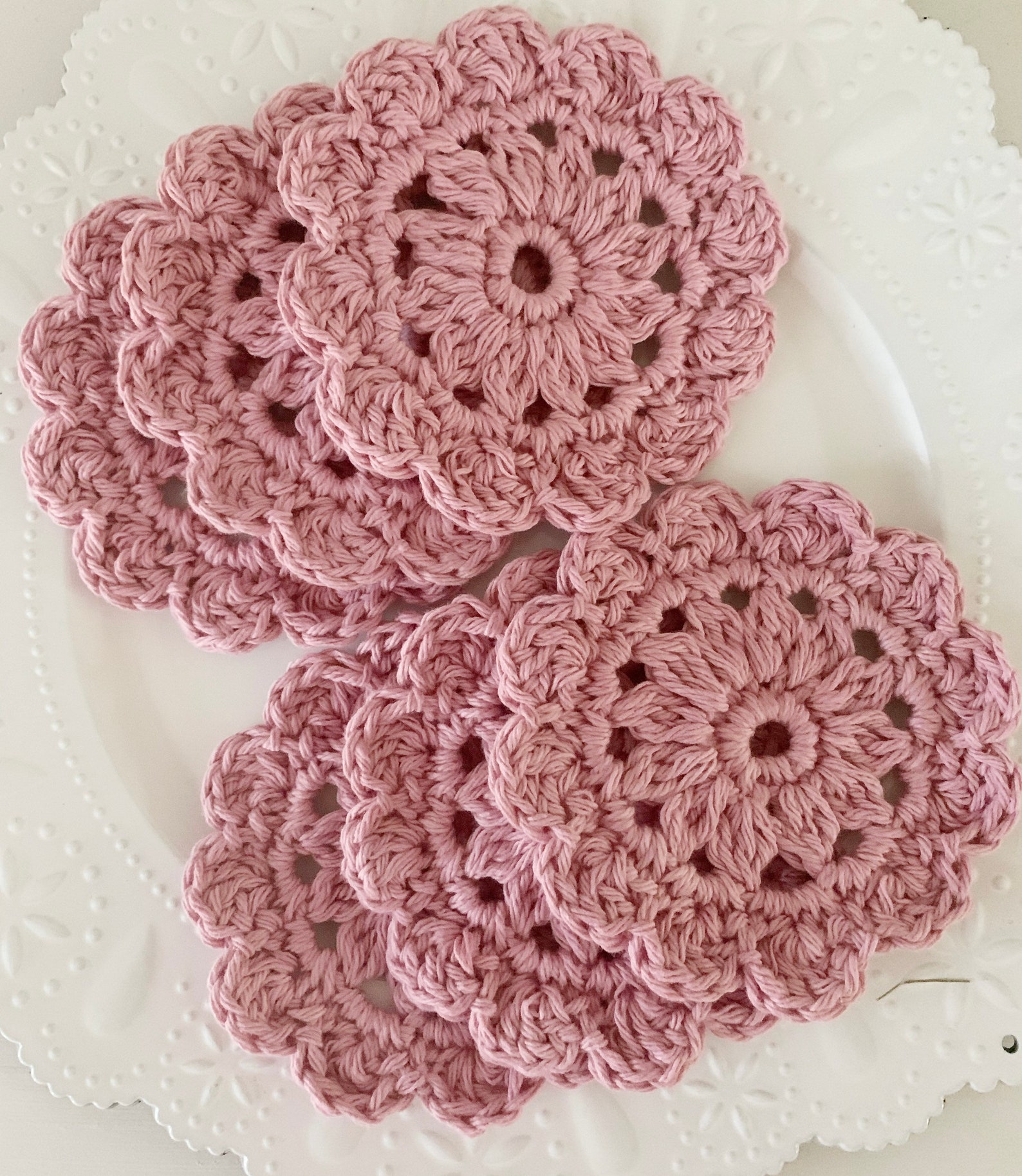 Set of 6 Cotton Crochet Drink Coasters Coffee Bar Decor | Etsy