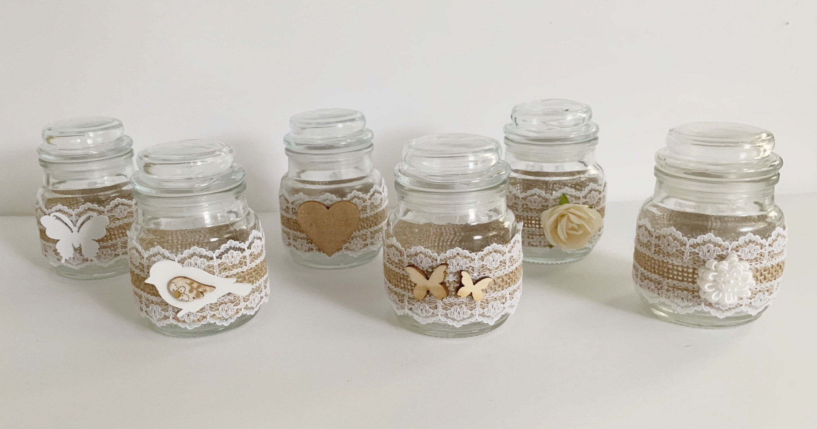 Decorative glass jar small small shabby chic mason jar | Etsy