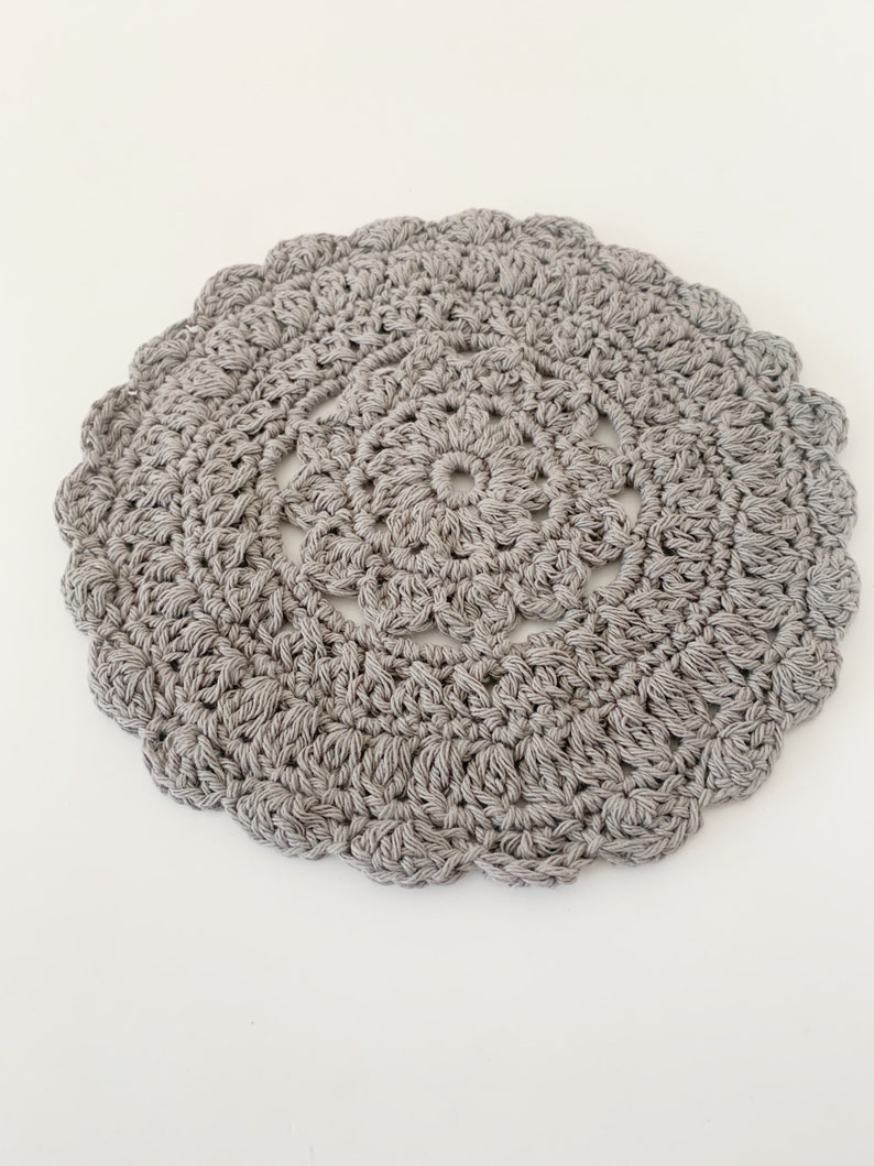 Round Crochet Doily Gray Farmhouse Table Decor Living Room - Etsy
