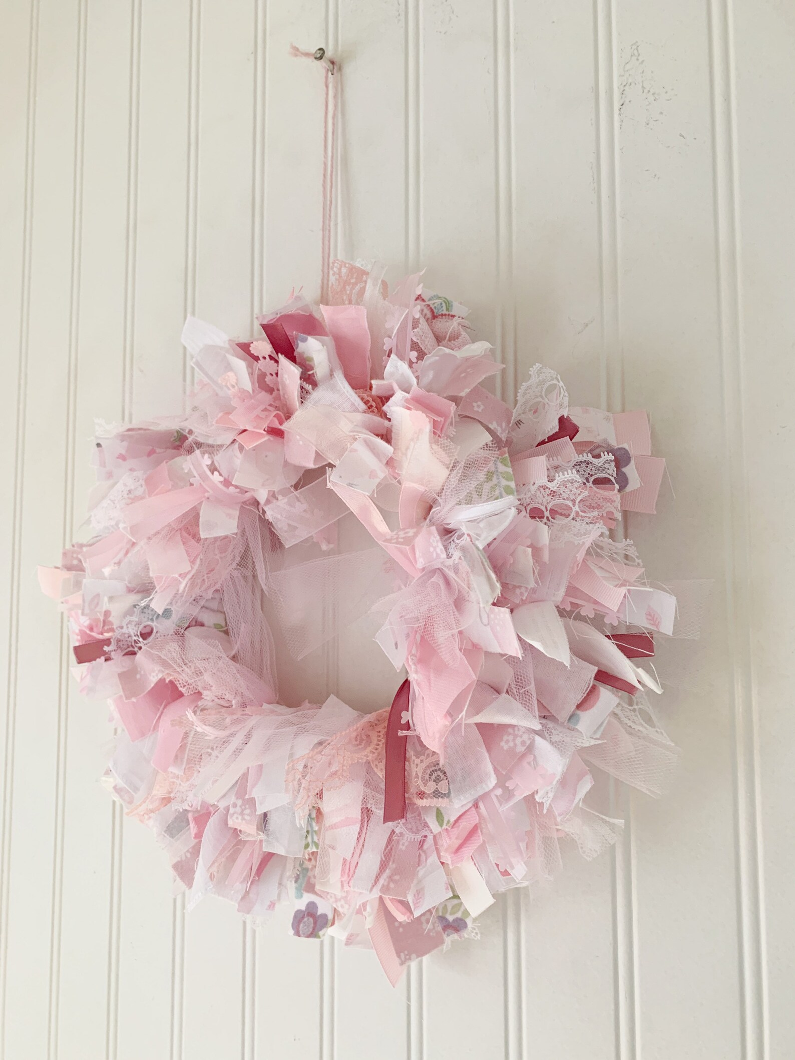 13 Pink Rag Wreath Nursery Wall Decor Girls Room | Etsy