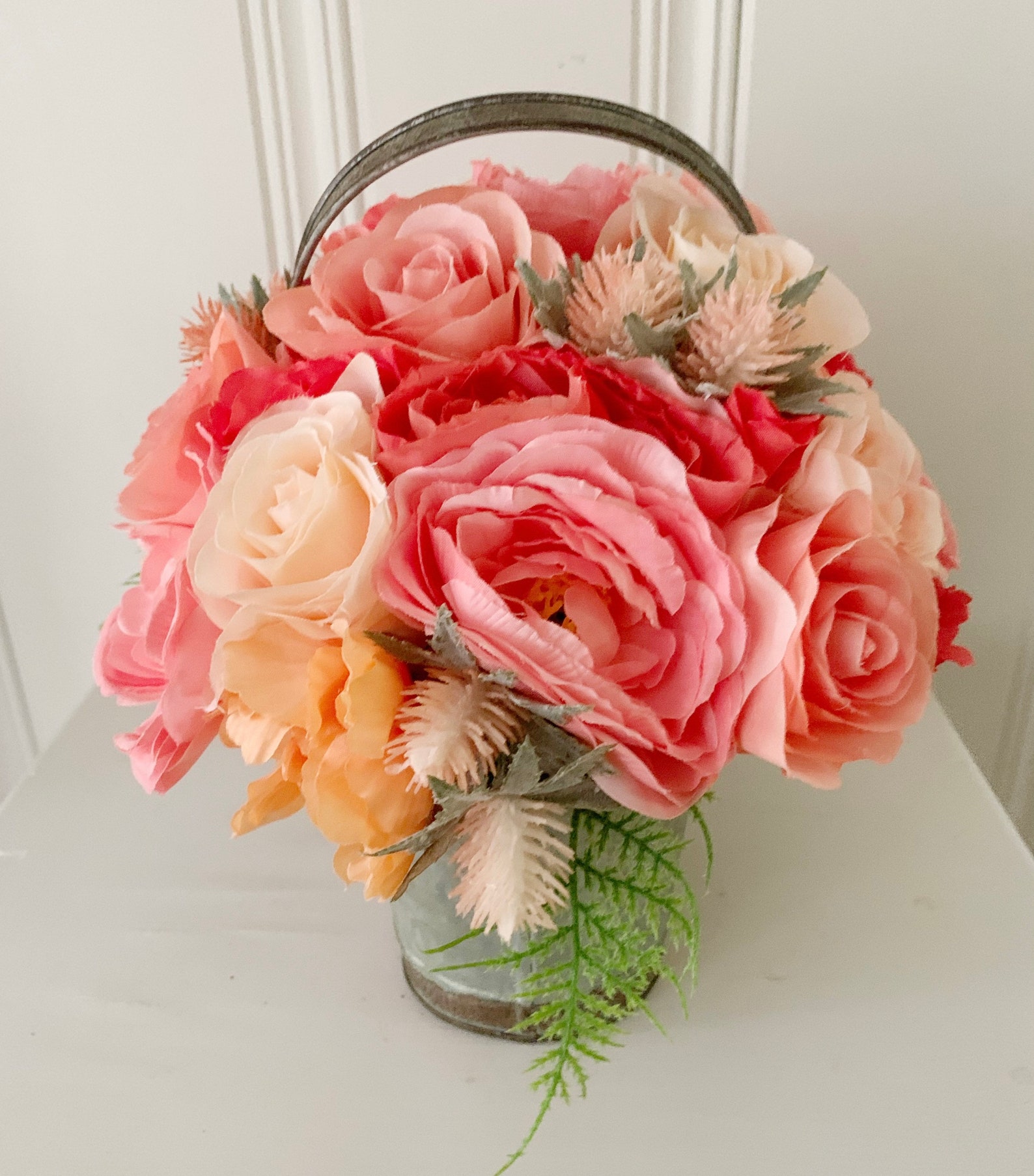 Rustic French country flower arrangement Farmhouse decor | Etsy