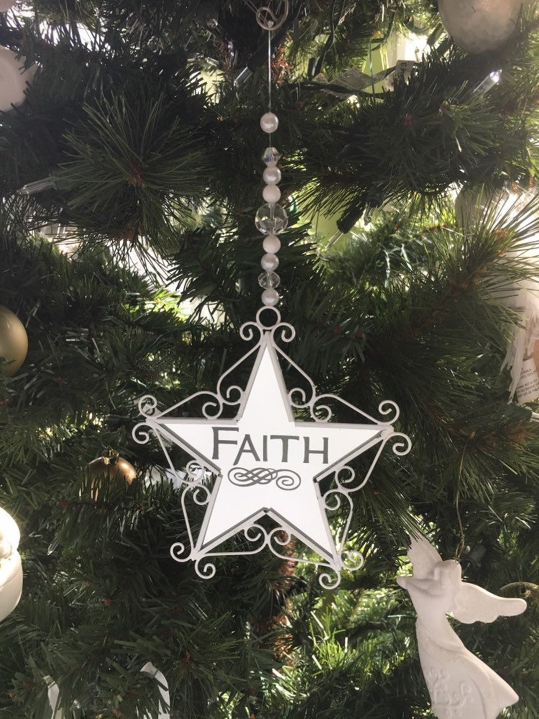 FAITH Christmas Ornament Mirrored Christmas Tree Ornament Inspirational ...